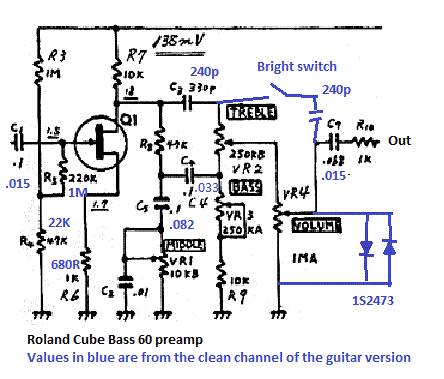 rolandcube60bass preamp